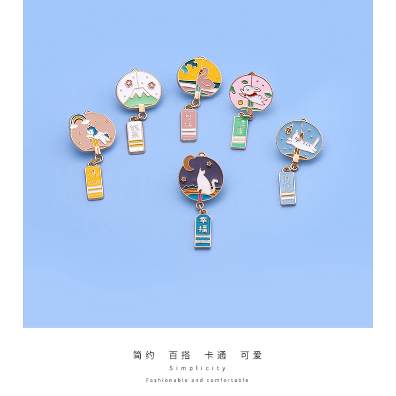Lucky Charm Enamel Pin Brooches Cute Kerongsang Badge Lapel Pin Mask ...
