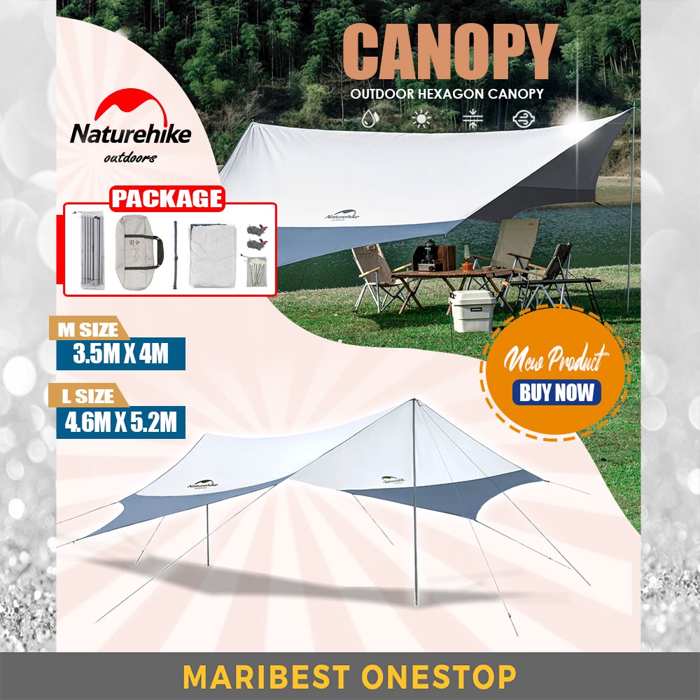 Naturehike Silver Coating Hexagon Canopy Large Sunscreen Tarp ...