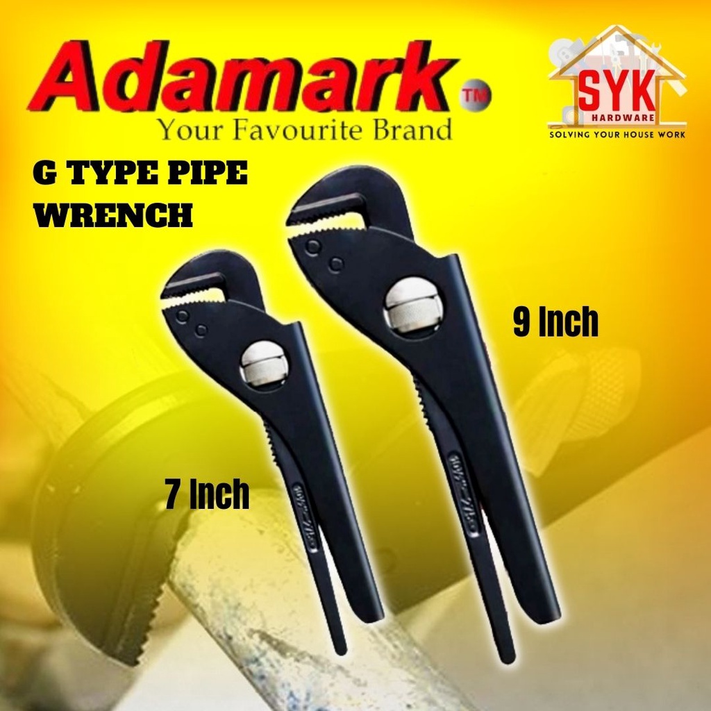 SYK G Type Pipe Wrench 7 Inch & 9 Inch Adjustable Spanner Plumber Tools ...