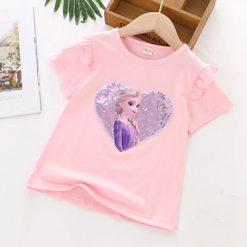 Kids Girl Frozen Cartoon Bling Bling T-Shirt Top Baju Frozen Top 1702 ...