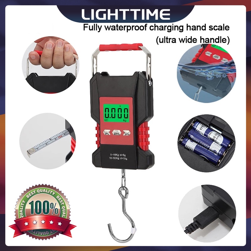 50Kg/5g Full Waterproof Hanging Scale Portable Fish Hook Electronic ...