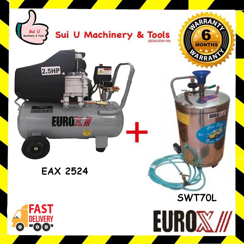EUROX SWT 70L Stainless Steel Snow Wash Tank & EUROX EAX2524 24L 2.5HP Air Compressor | Shopee ...