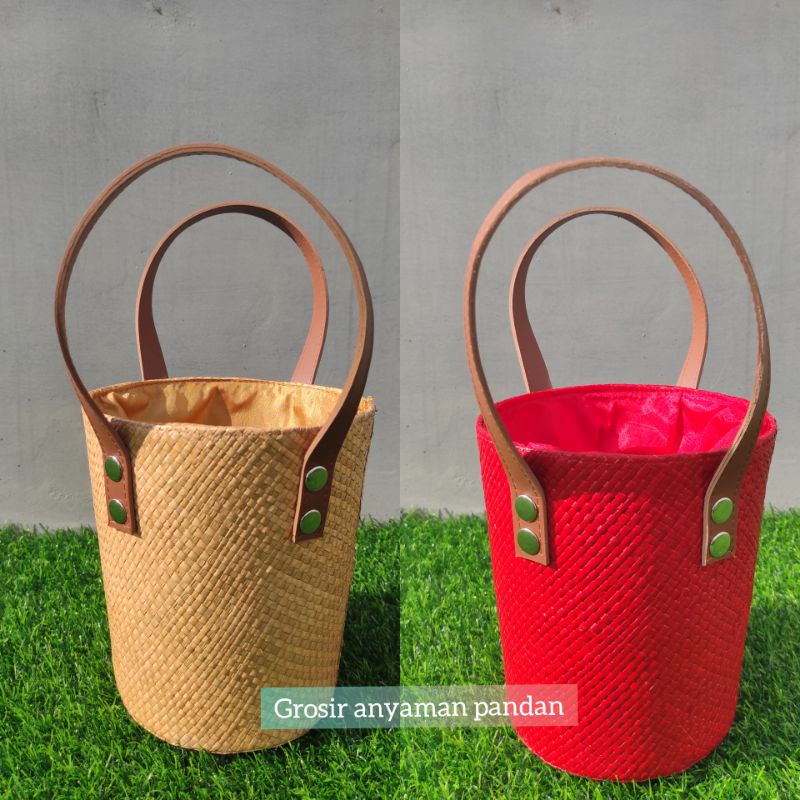 Pandan Bag EMBER PLAIN GG DUA VINYL BROWN drawstring woven bag parcel ...