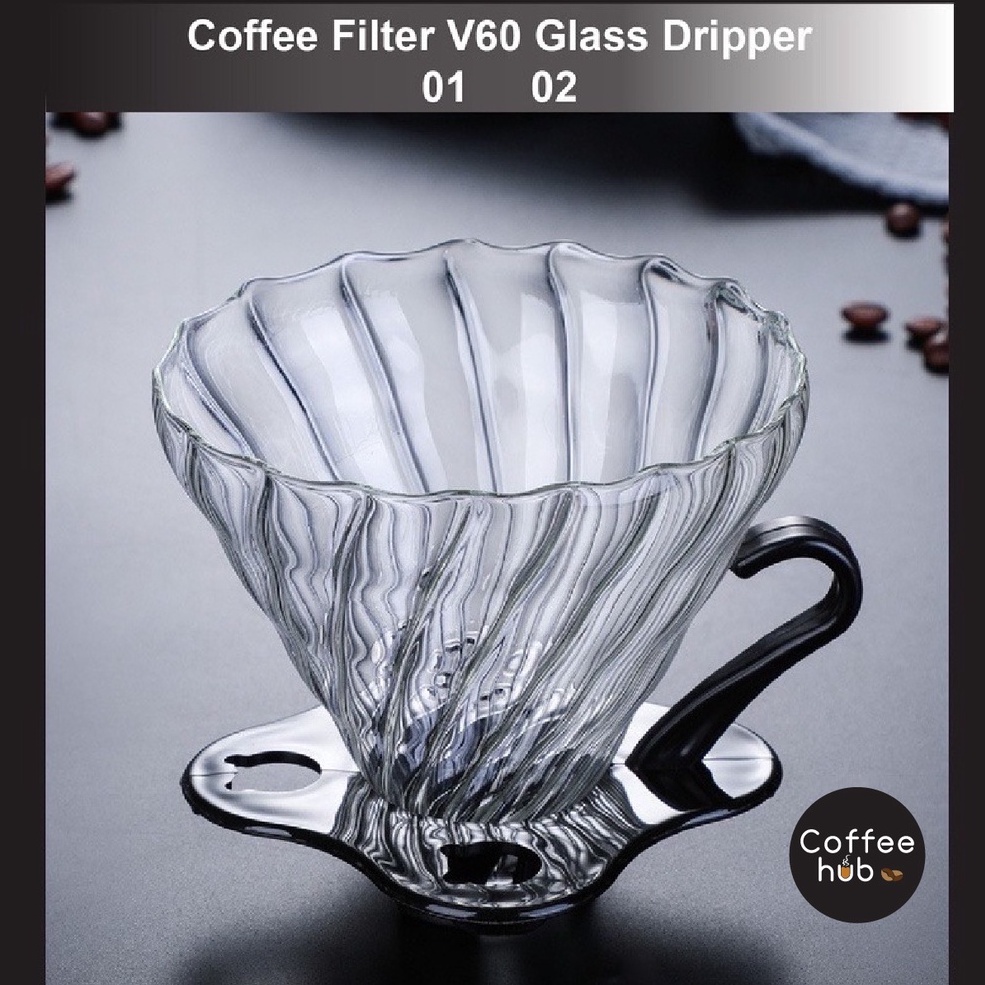 (Ready Stock ) Coffee Filter V60 Dripper V60 Glass Size 01 02 | Shopee ...