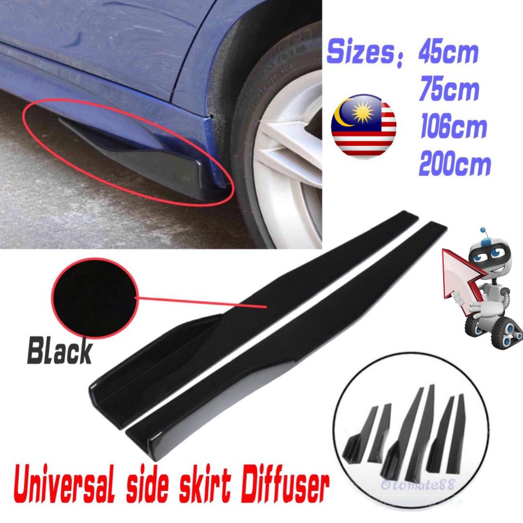 Car Universal Black Grossy Side Skirt Diffuser Body Kit Lip 45cm 75cm ...