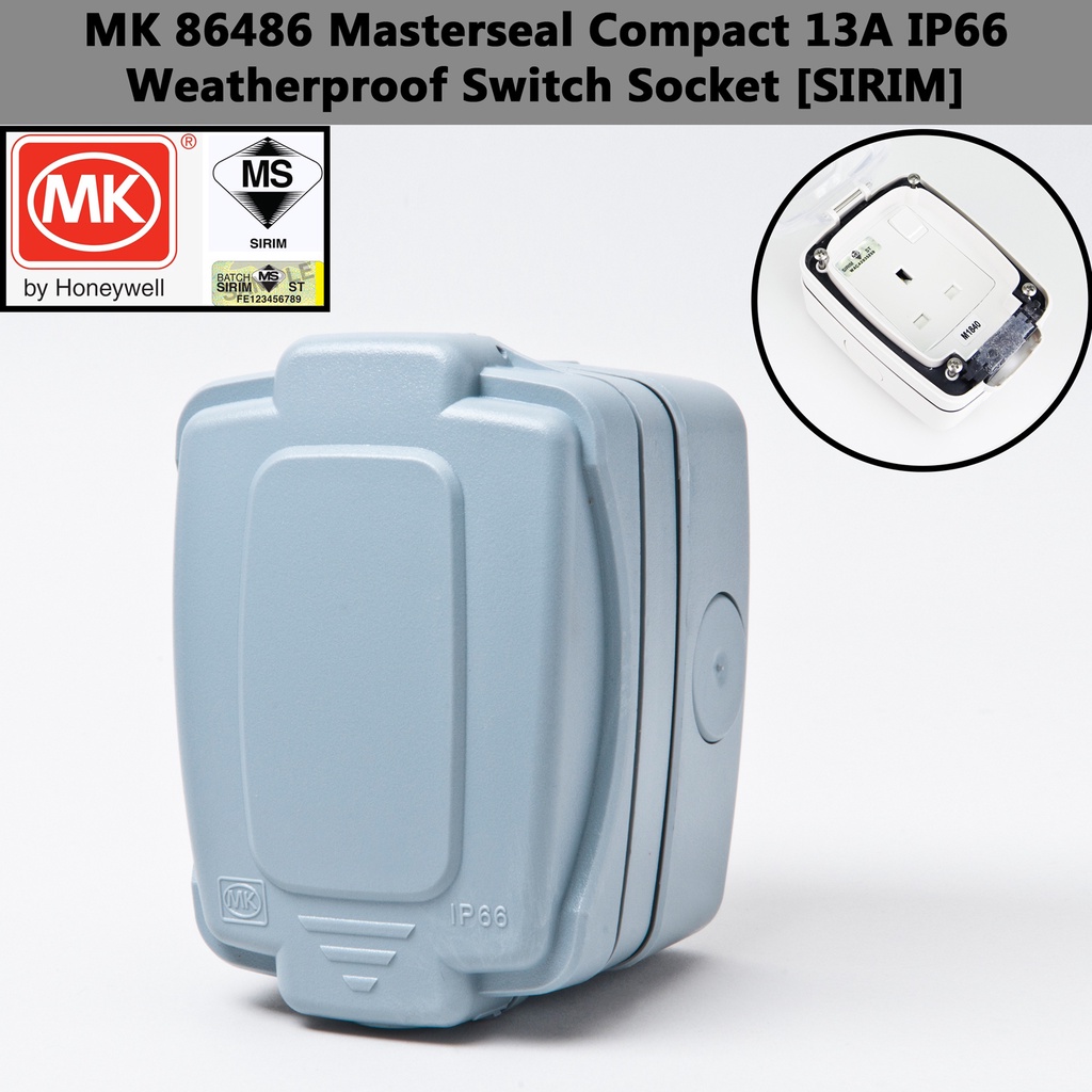 MK 86486 Masterseal Compact 13A IP66 Weatherproof Switch Socket ...