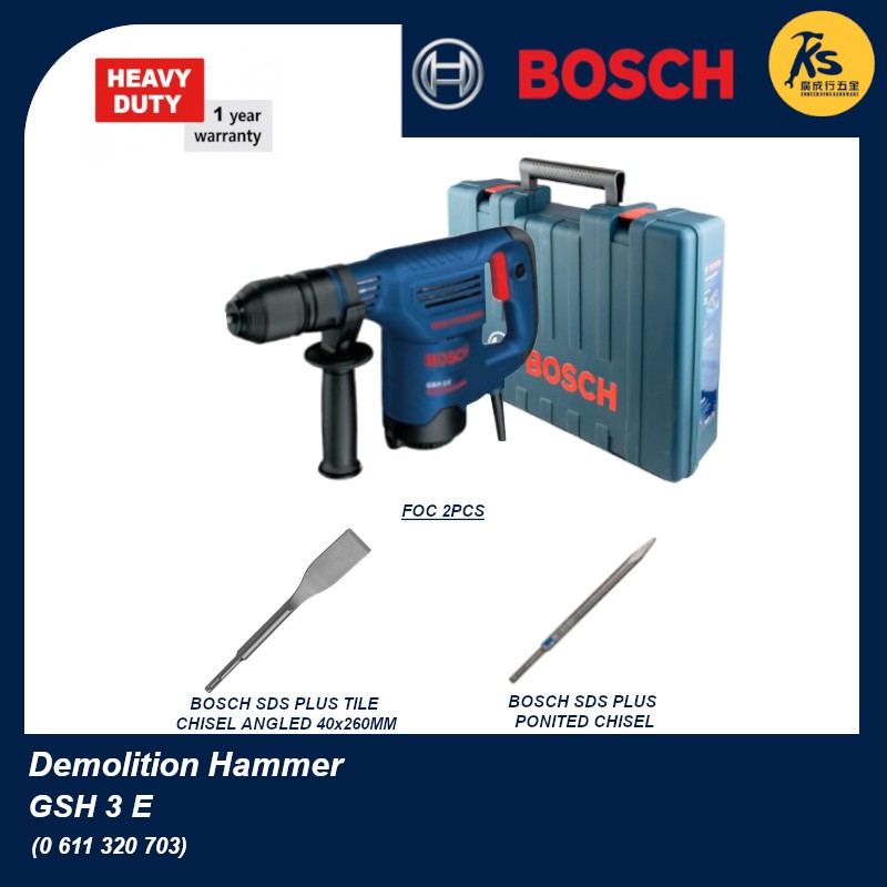 BOSCH Demolition Hammer With SDS Plus GSH 3 E Professional ( 0 611 320 703 ) | Shopee Malaysia