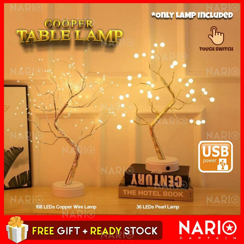 NARIO [ CLEAR STOCK ] 108 LED Desk Firefly Tree Pearl Copper Table ...