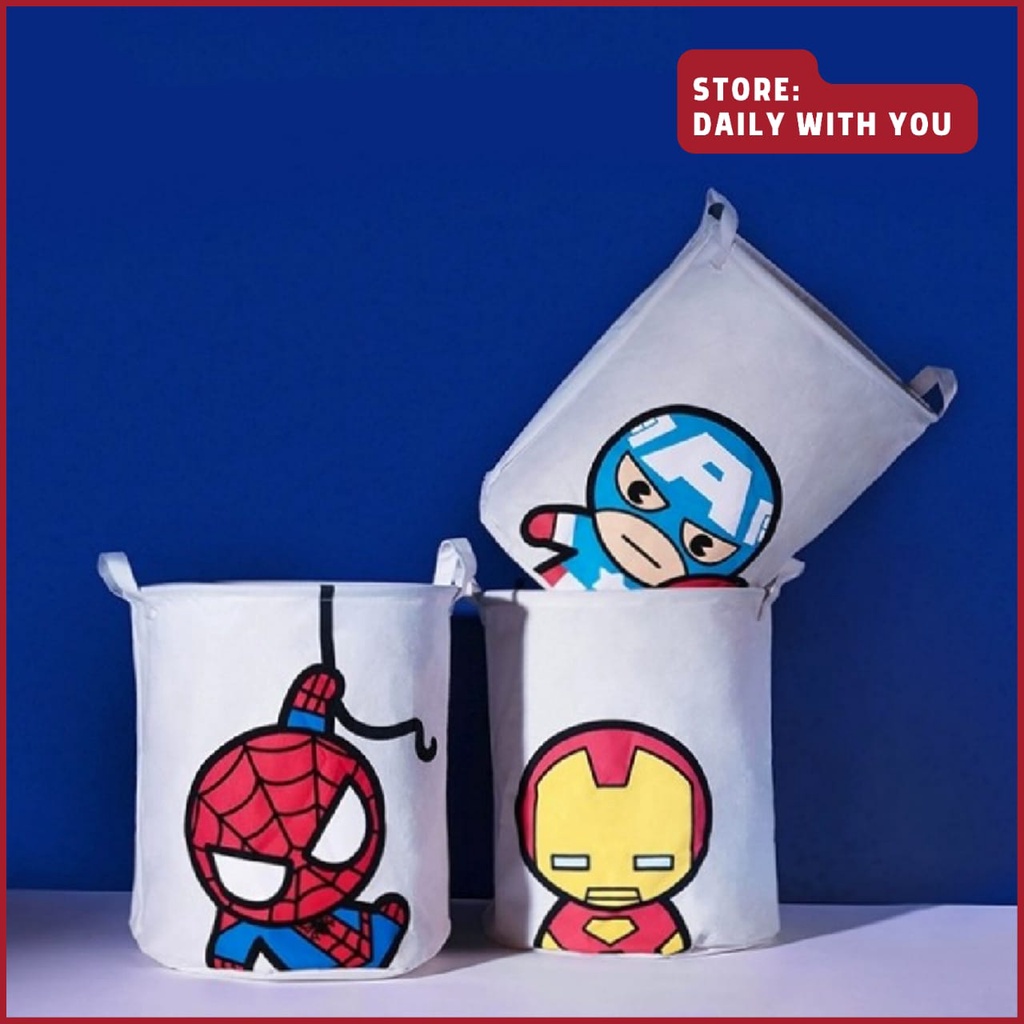 (Ready Stock) Miniso Marvel Storage Bucket Captain America / Spiderman ...