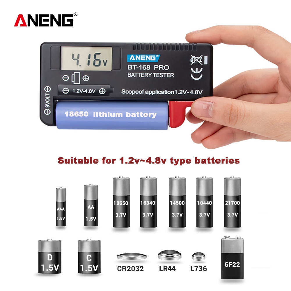 ANENG BT-168 POR Digital Lithium Battery Capacity Tester Checkered load ...