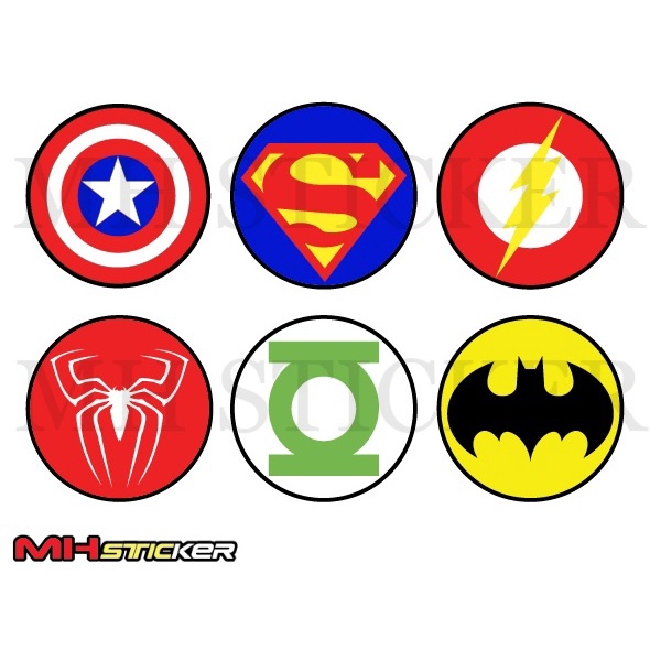 Logo Superhero Kapten Superman Flash Spiderman Green Lantern Batman ...