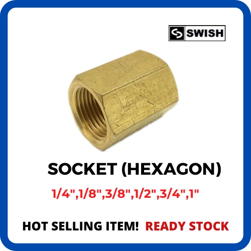 Female x Female Hexagon Brass Soket BSF Socket Threaded Fitting Female ...