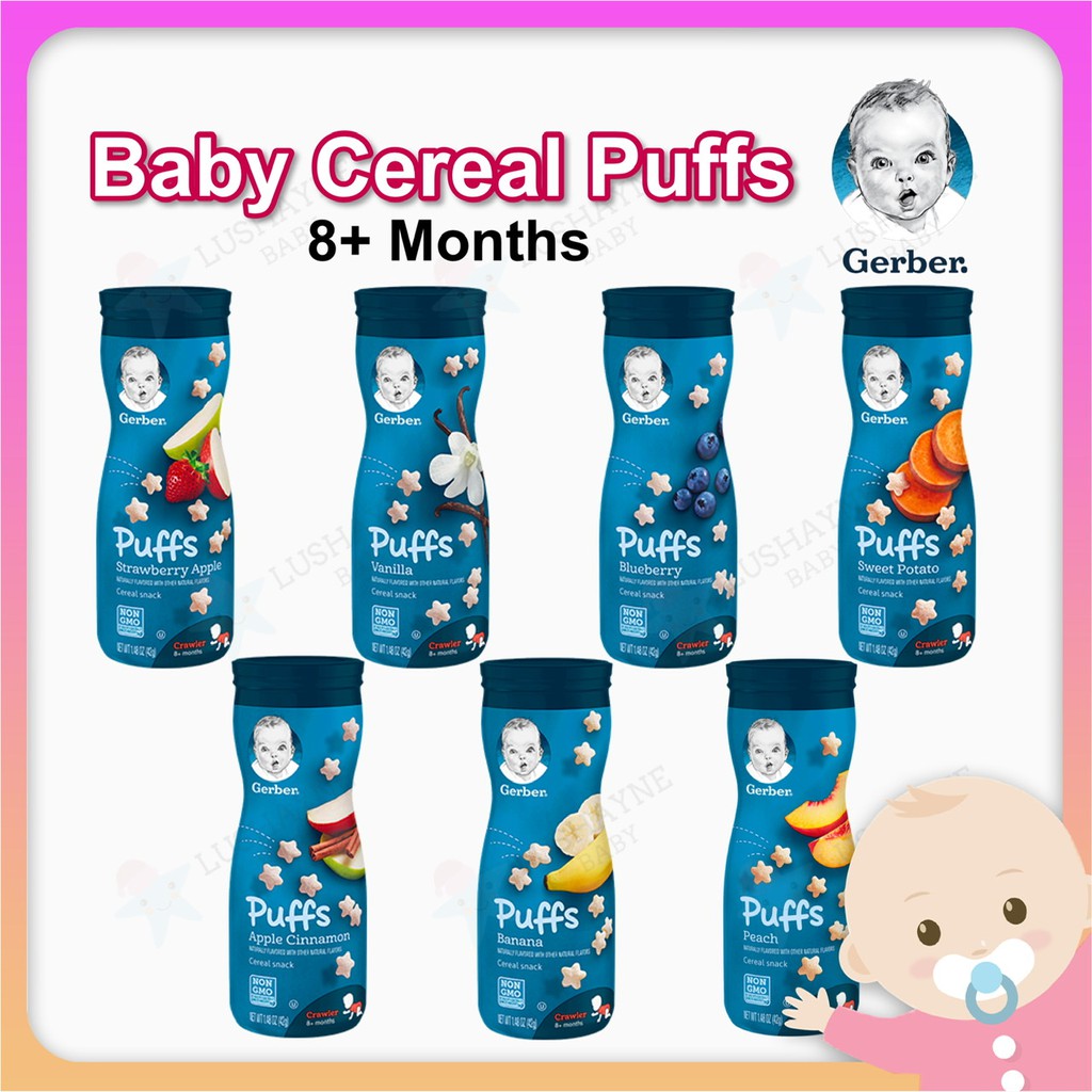 USA Baby Food GERBER Baby Cereal Grain Puffs 42g 8 months + Biscuit ...