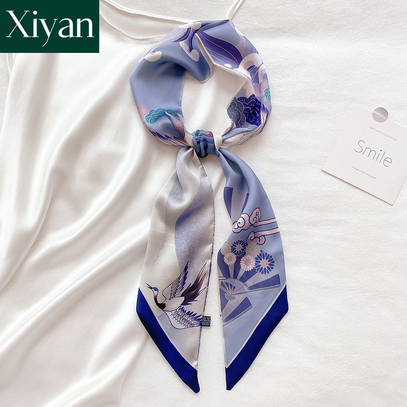 【ready stock】new fashion women printed silk scarf twill bag scarf 9.5 ...