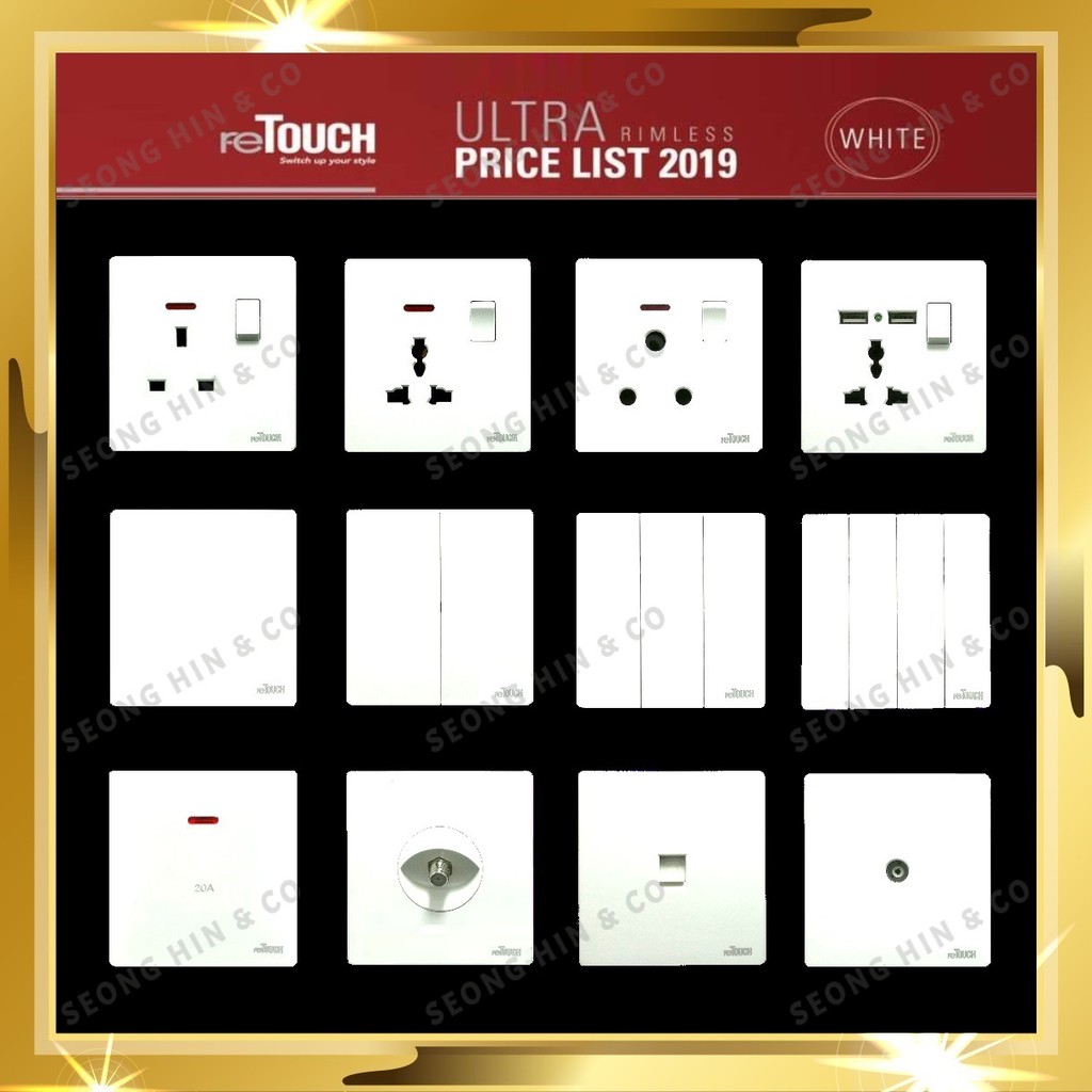 reTouch ULTRA RIMLESS SWITCH & SOCKET / SUIS SOKET Polished White ...