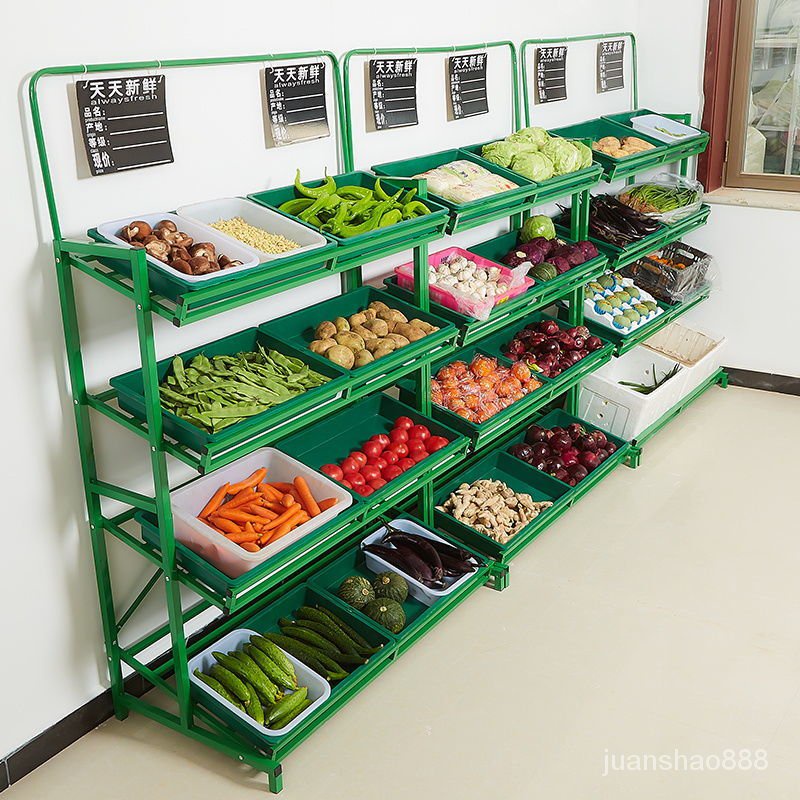Supermarket Fruit Vegetable Shelf Display Stand Multi-Functional Fresh ...