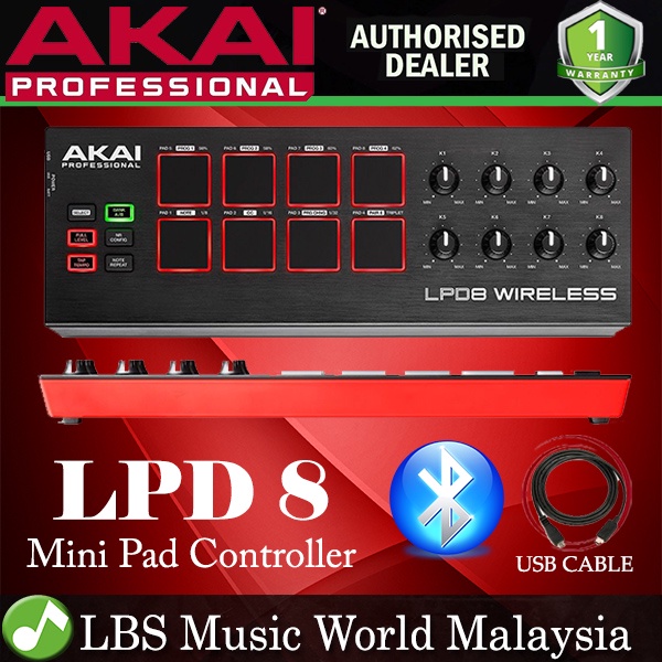Akai Professional LPD8 Mini Pad Controller USB Midi Velocity Sensitive ...