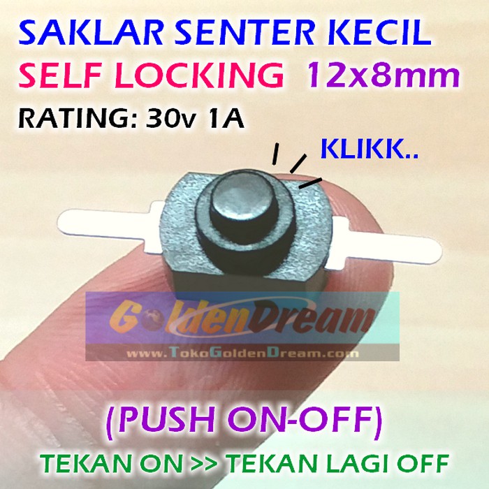 Small Flashlight Switch 30v 1A 2 Feet Self Locking Push On Off Switch ...