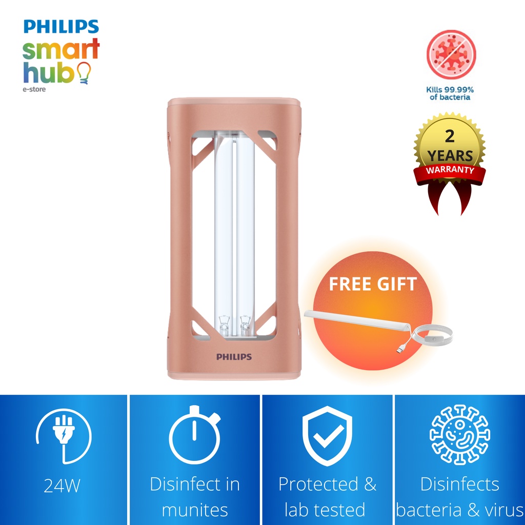Philips UVC Disinfection Desk Lamp 24W (Pink/ Silver) | Shopee Malaysia
