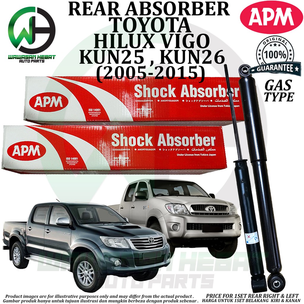 Toyota Hilux Vigo KUN25 , KUN26 Rear Gas Shock Absorber APM *Original ...