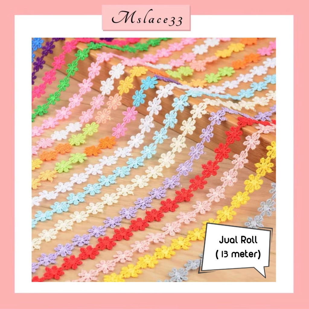 (13m) Renda Bunga Baju/ Lace for Blouse/ Chemical Flower Lace (8 warna ...