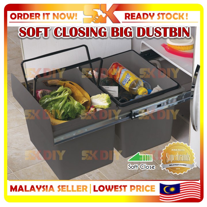 🇲🇾Bottom Mounted Bin With Soft Closing Slide Insert Kitchen Cabinet ...