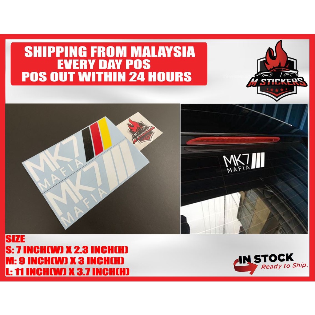 MK7 MAFIA CAR STICKER AKSESORI KERETA STICKERS VOLKSWAGEN GOLF GTI R ...