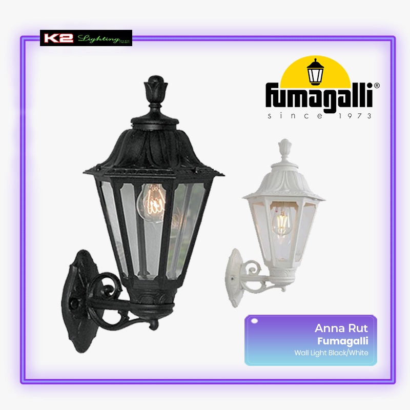 FUMAGALLI OUT DOOR WALL LIGHT ANNA RUT E27 IP55 BLACK & WHITE | Shopee ...