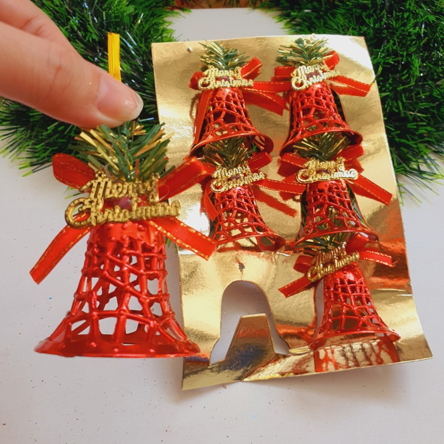 MERAH Large Red Christmas Bell contains 6 Christmas Red Bell Gift ...