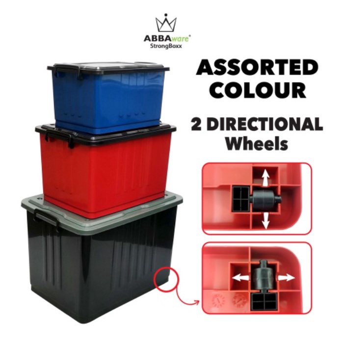 Abbaware Large Assorted Colour Storage Box 115L/155L Kotak Simpan ...