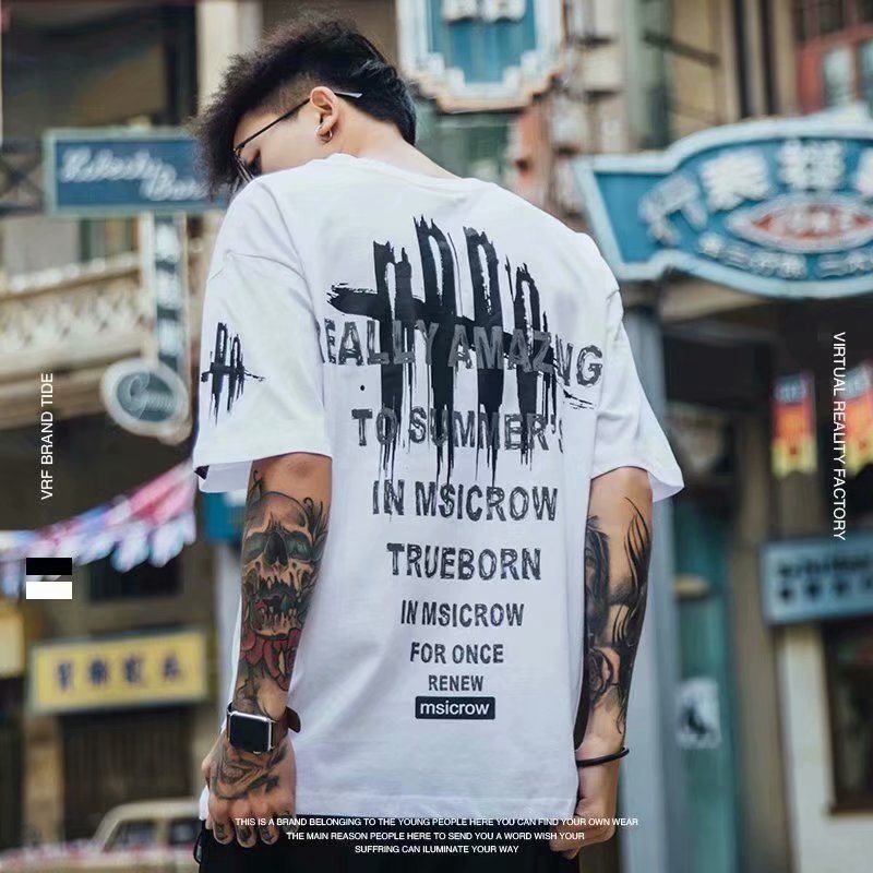 (Size S-8XL)Summer Fashion cotton trend Personality printing Men's and ...