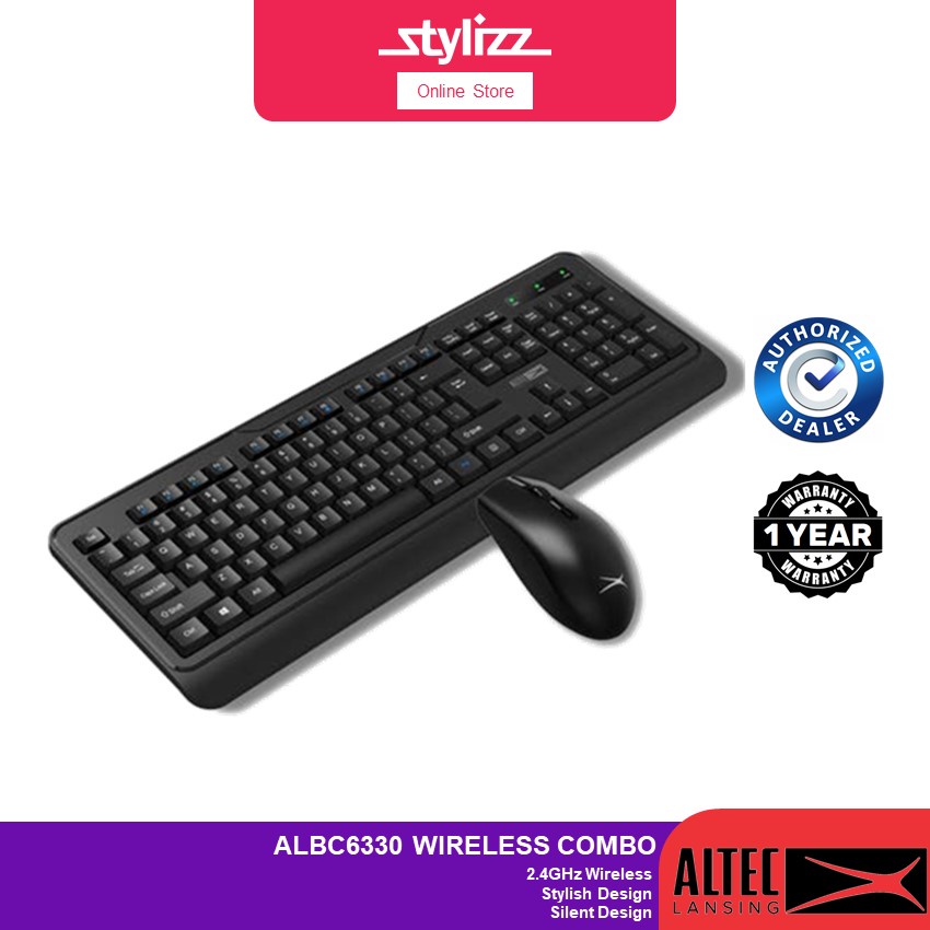 Altec Lansing ALBC6330 Wireless Keyboard and Mouse Combo - 2.4GHz ...
