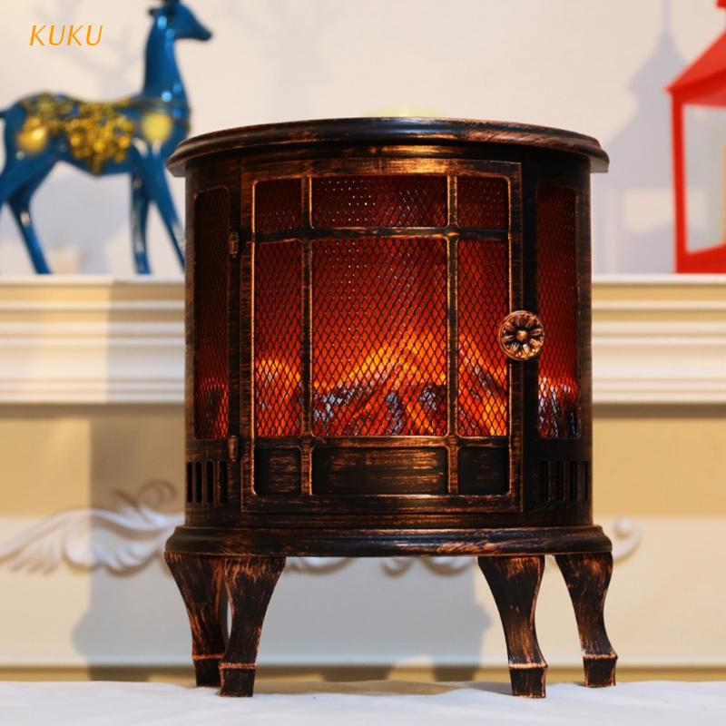 [KUKU] LED Fireplace Lantern Decorative Flameless Log Fire Effect ...