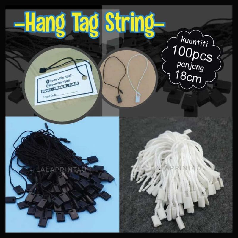 100pcs TERMURAH Tali Hangtag Garment String Warna Hitam Putih | Tali ...