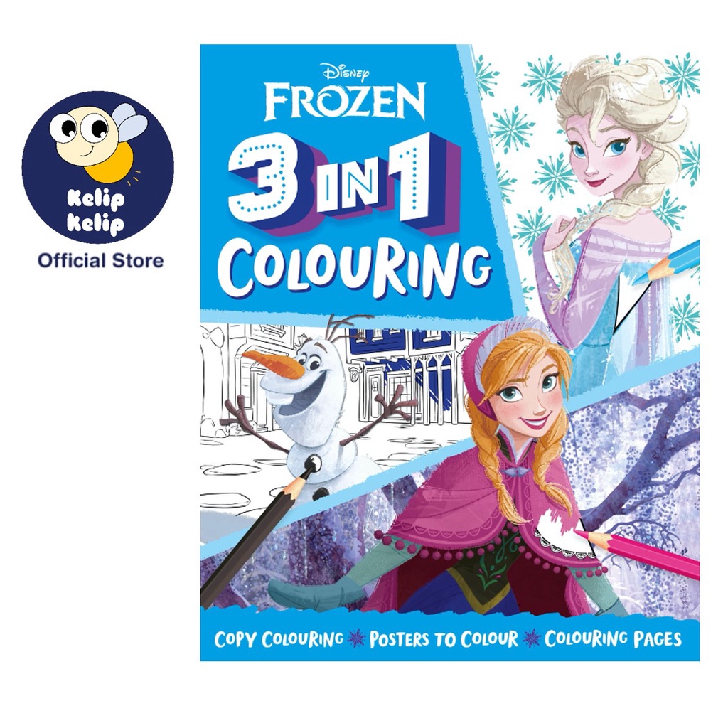 Disney Frozen 3 in 1 Colouring Book With Elsa Anna Colouring Guide ...