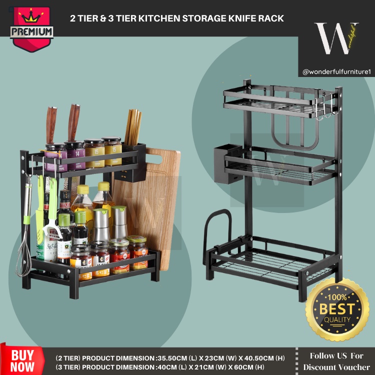 Rak Dapur 2 Layer 3 Layer Kitchen Storage Rack Table Top Rak 2 Tier 3 ...