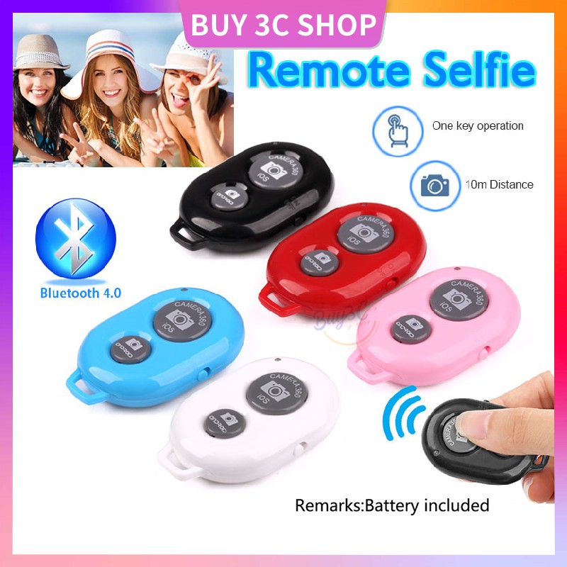 iOS/Android Bluetooth 4.0 Selfie Remote Control Shutter Wireless Camera Smartphone Button ...