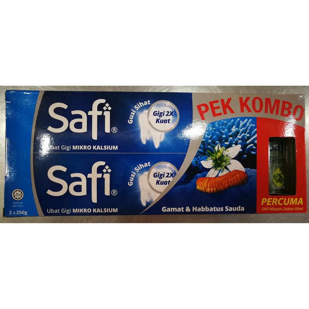 SAFI TOOTHPASTE / UBAT GIGI 250G X 2 TWIN PACK FOC MINYAK SAFI 50G EXP ...