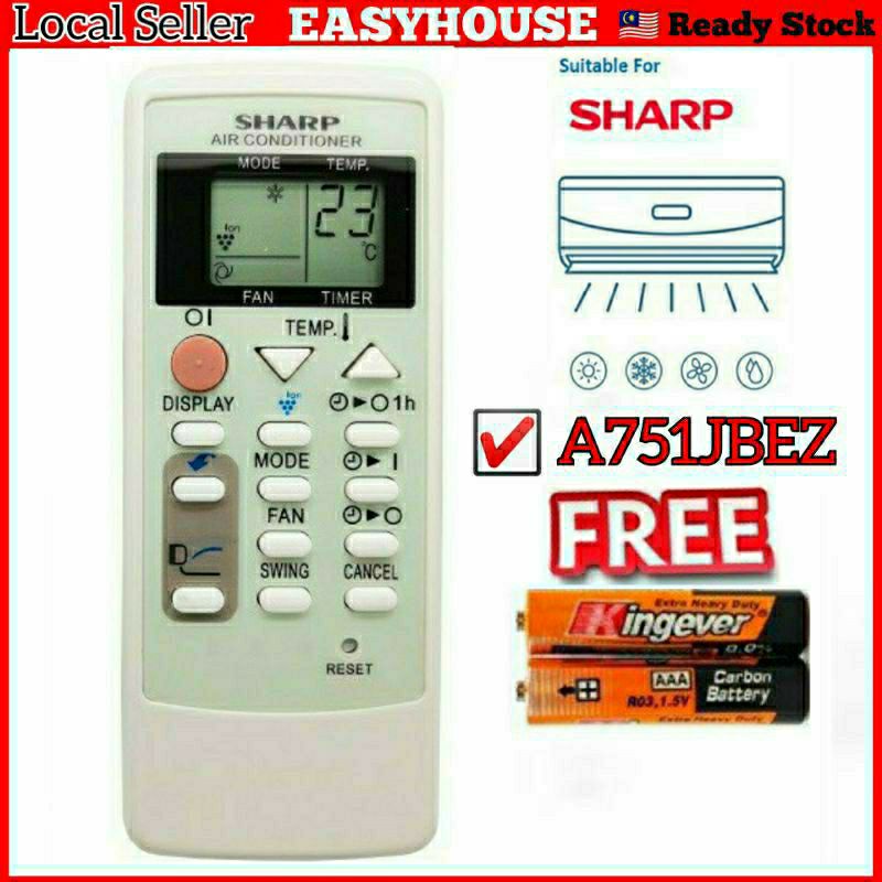 🔥SHARP🔥Aircond Remote Control for Sharp Aircond A751JBEZ Alat Kawalan ...