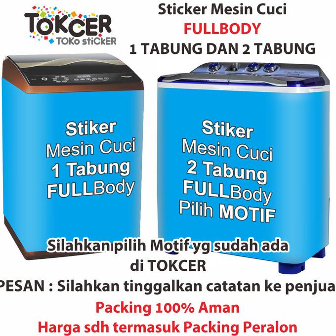 MESIN Washing Machine Stickers Full Body 1 And 2 Tubes'Wallsticker ...