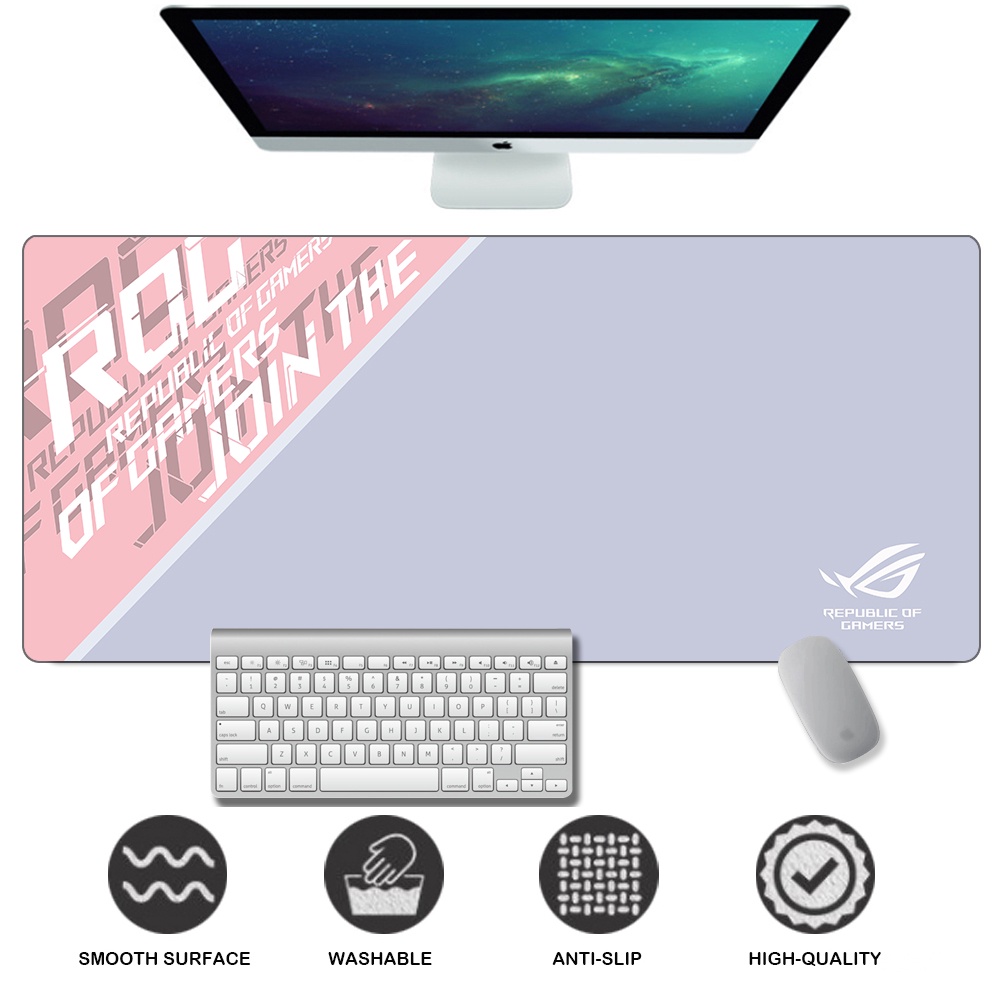 ROG Mousepad Pink Extended Gaming Mousepad Stitched Edge Deskpad ...