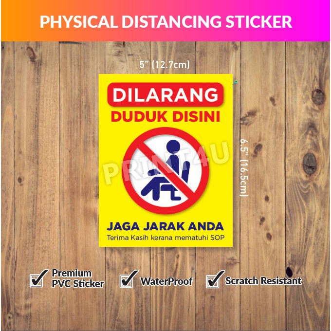 PRINT4U " DILARANG DUDUK DISINI/DO NOT SIT HERE" SOP STICKER PHYSICAL ...