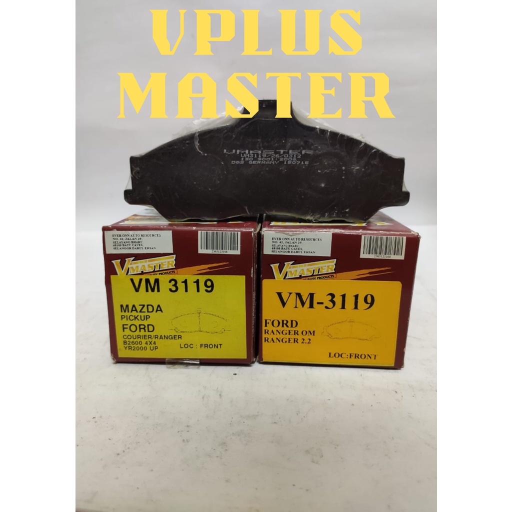 [STOCK CLEARANCE] VPLUS MASTER DISC BRAKE PAD FRONT FORD RANGER / MAZDA ...
