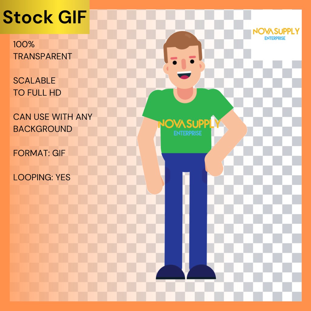 02 Man Applause with movement Stock GIF Animation transparent ...