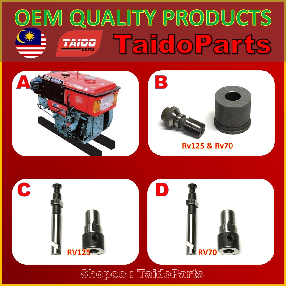 Kubota Vikyno RK125 RK70 plunger Fuel injection pump and delivery valve ...