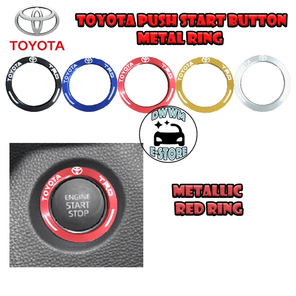 Toyota TRD Power Push Start button Metal ring and Cap cover Transparent ...