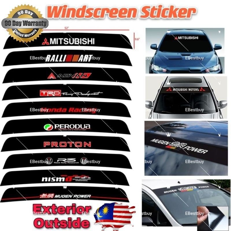 Front Rear Car Windscreen Sticker Windshield Ralliart Mitsubishi ...