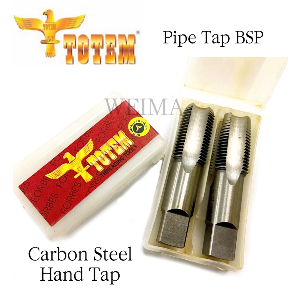 TOTEM BRITISH STANDARD PIPE THREAD CARBON STEEL HAND TAP (2PCS/SET) -- 1/8" BSP - 3/4" BSP 💥 ...