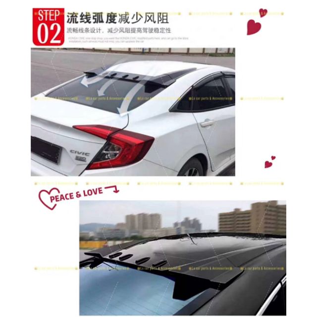 Honda civic Fc Type R Typer Tail Black colour Vent Car Rear Top Roof ...