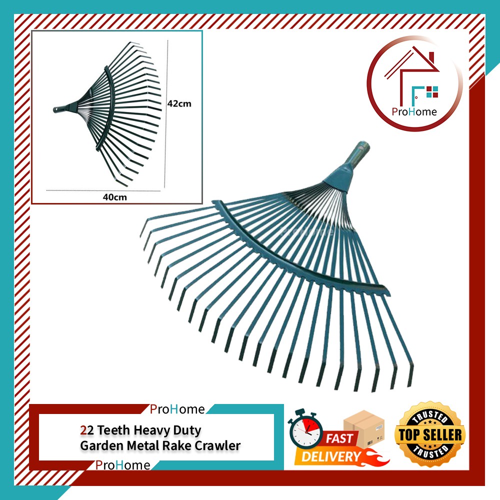 22 TEETH HEAVY DUTY GARDEN METAL RAKE CRAWLER / Penyakar besi cakar ...
